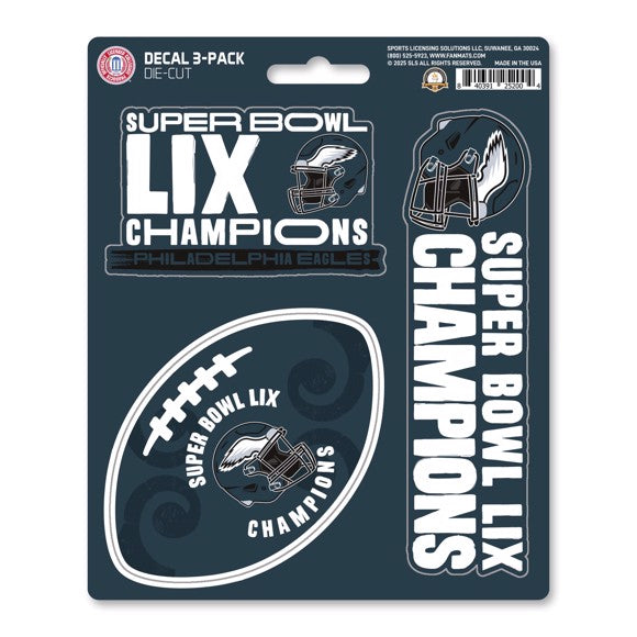 Philadelphia Eagles Super Bowl LIX Champions Decal 3-pk – Sports Fanz