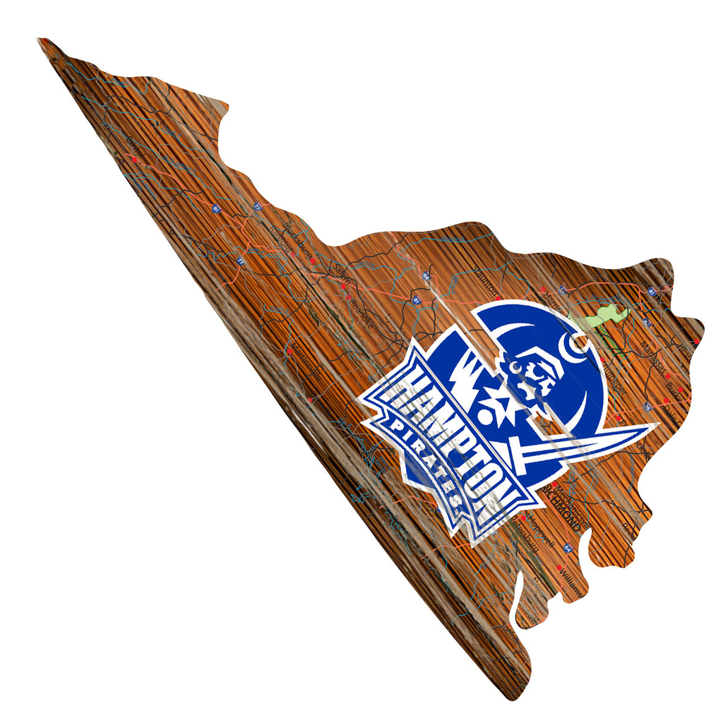 Hampton Pirates Distressed State Logo Wood Sign – Sports Fanz