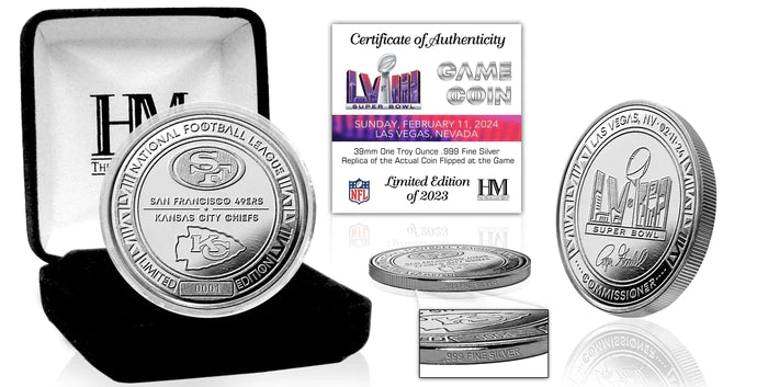 Super Bowl LVIII Official 1oz .999 Fine Silver Flip Coin – Sports Fanz