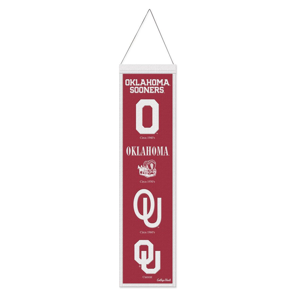 Oklahoma Sooners Logo Evolution Wool Banner - 8"x32" – Sports Fanz