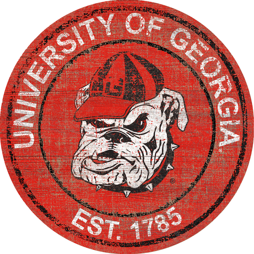 Georgia Bulldogs Heritage Logo Round Wood Sign - 24" UGA – Sports Fanz