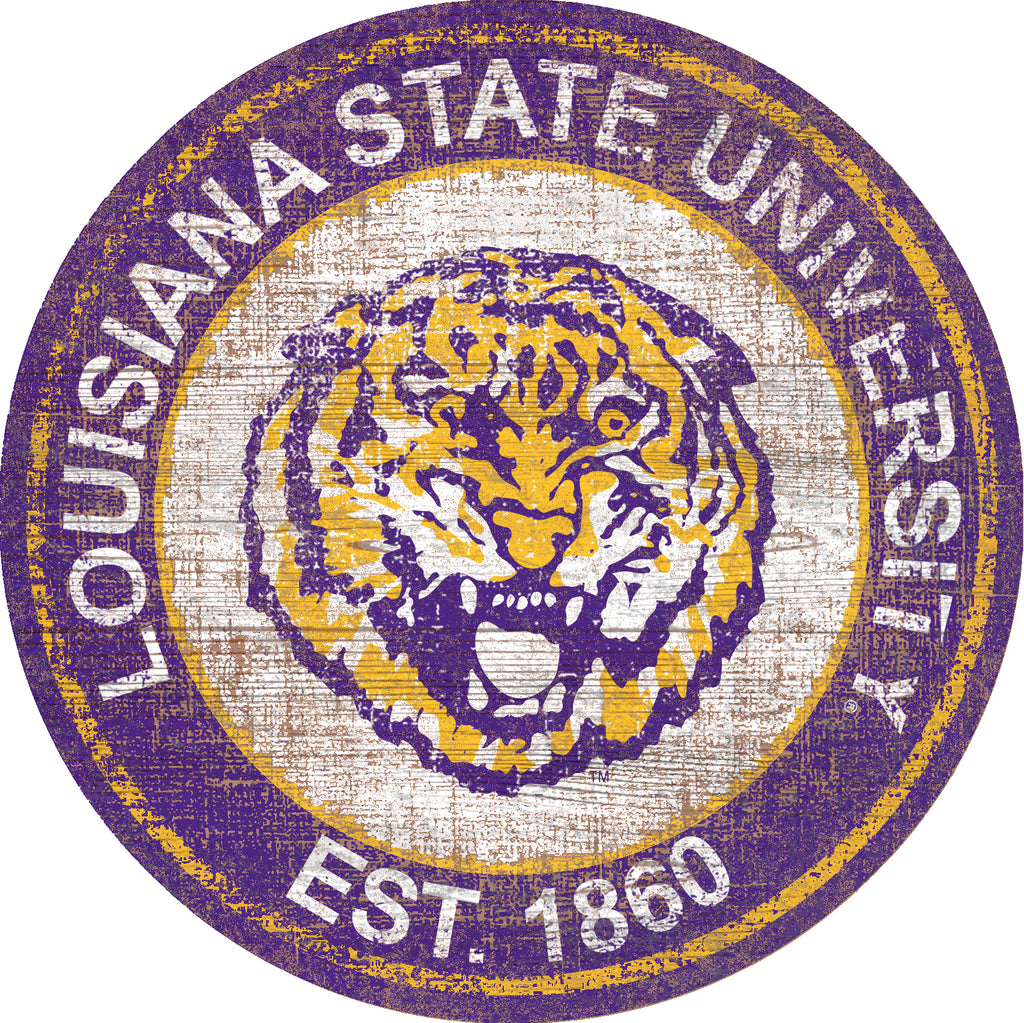 LSU Tigers Heritage Logo Round Wood Sign - 24" – Sports Fanz