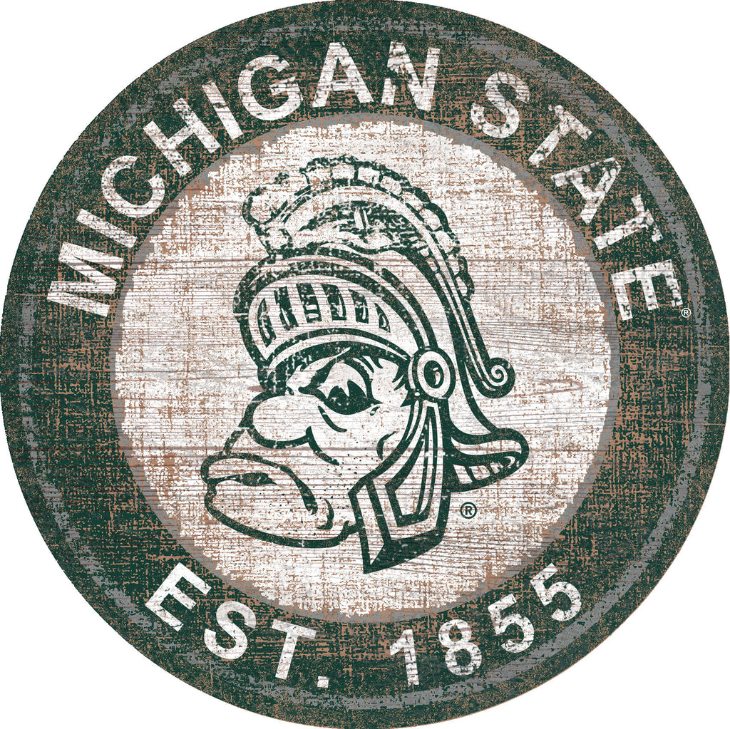 Michigan State Spartans Heritage Logo Round Wood Sign - 24" – Sports Fanz