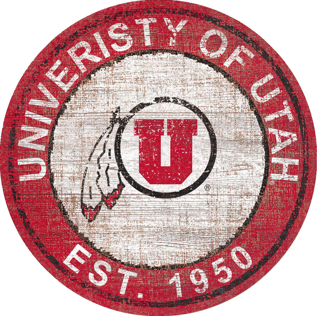 Utah Utes Heritage Logo Round Wood Sign - 24" – Sports Fanz