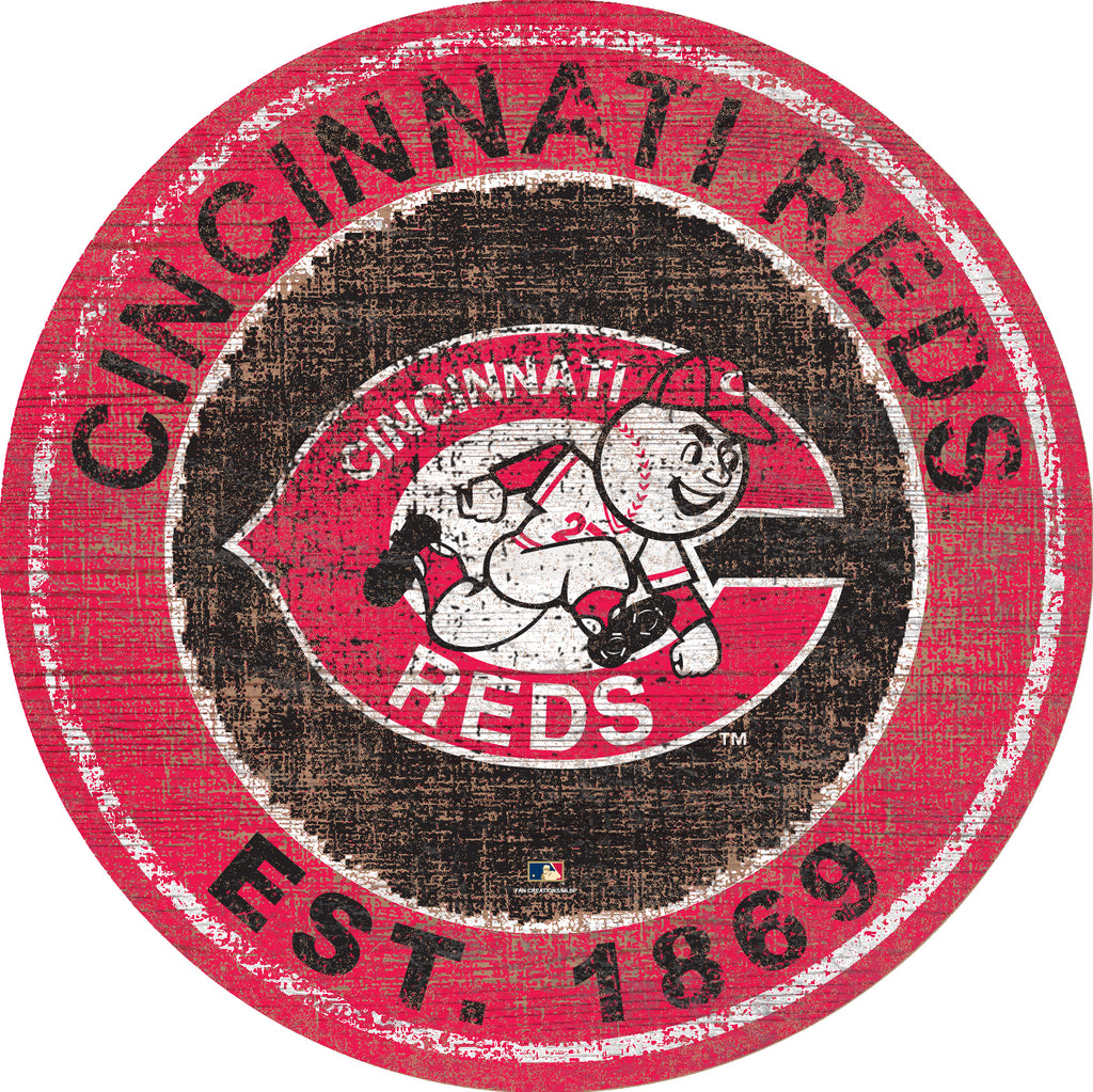 Cincinnati Reds Heritage Logo Round Wood Sign - 24" – Sports Fanz