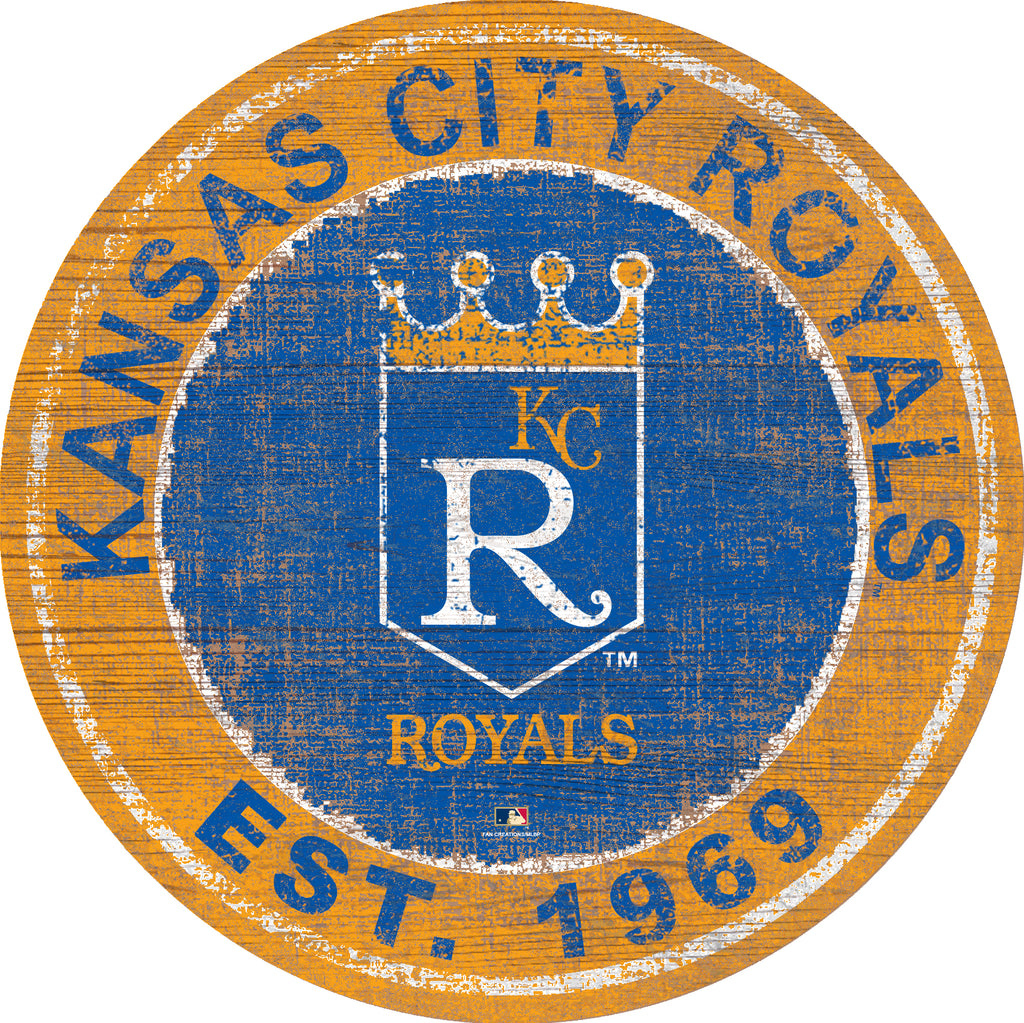 Kansas City Royals Heritage Logo Round Wood Sign - 24" – Sports Fanz