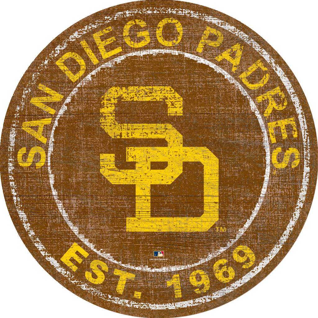 San Diego Padres Heritage Logo Round Wood Sign - 24" – Sports Fanz