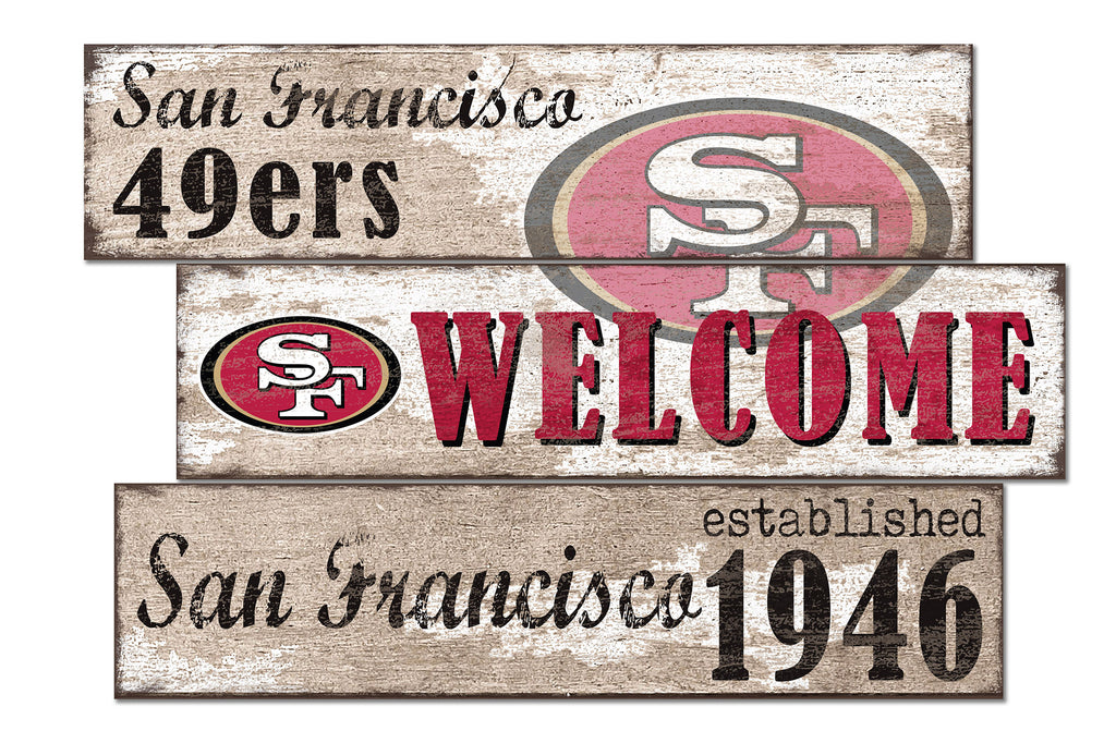 San Francisco 49ers Welcome 3 Plank Wood Sign – Sports Fanz