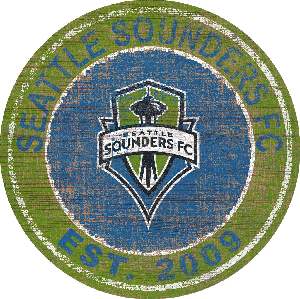 Seattle Sounders Heritage Logo Round Wood Sign - 24" – Sports Fanz