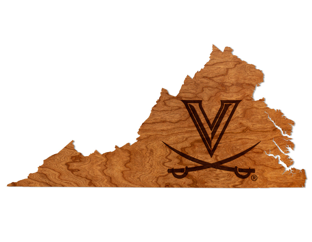 Virginia Cavaliers Wood Wall Hanging with State Map - Large Size ...