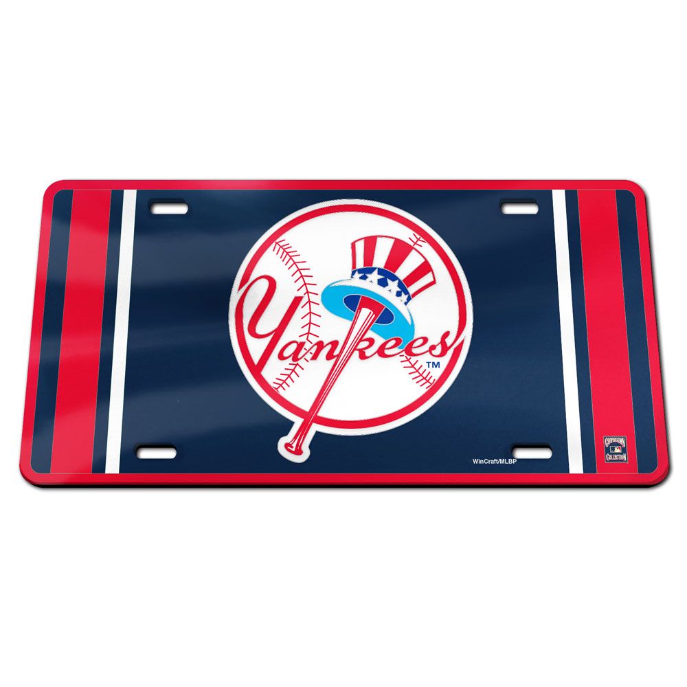 New York Yankees Retro Logo Chrome Acrylic License Plate – Sports Fanz