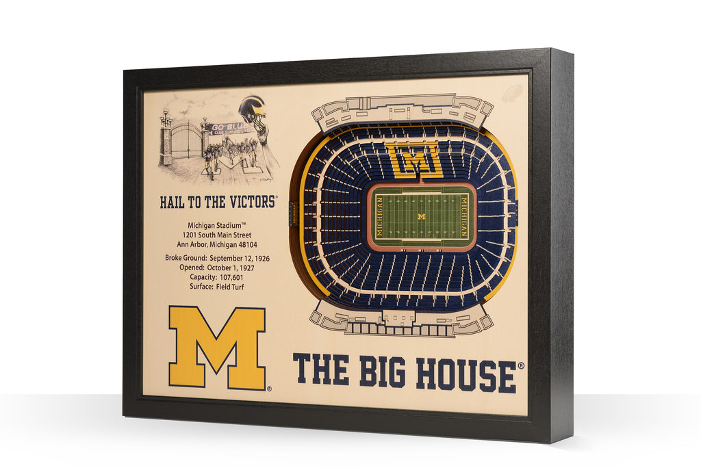 Michigan Wolverines Stadiumview 3D Wall Art - Michigan Stadium The Big ...