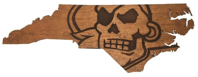 ECU Pirates Wood Wall Hanging - State Map - Skull and Crossbones - Sta ...